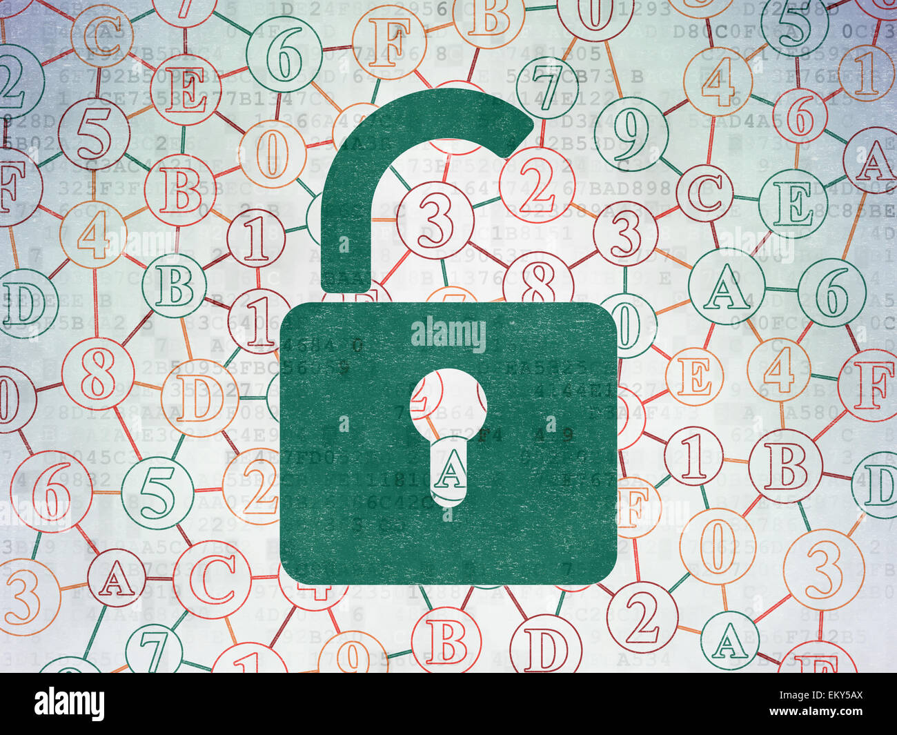 Information concept: Opened Padlock on digital background Stock Photo - Alamy