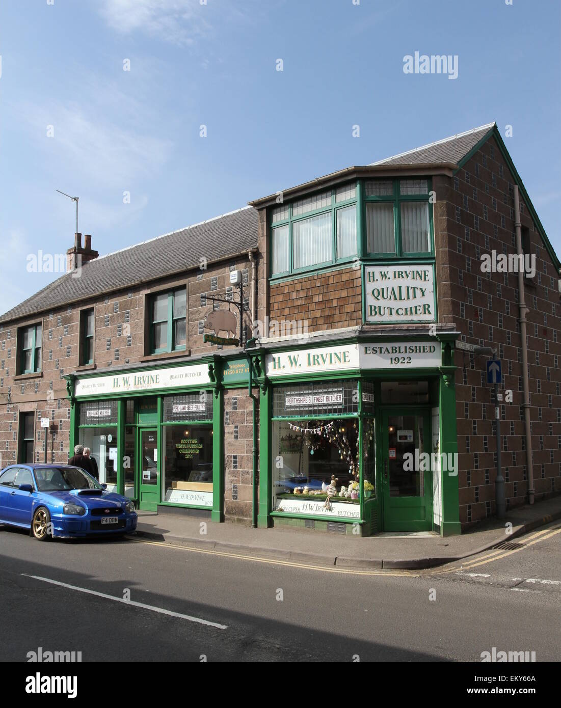 Exterior of HW Irvine Butcher Blairgowrie Scotland April 2015 Stock ...