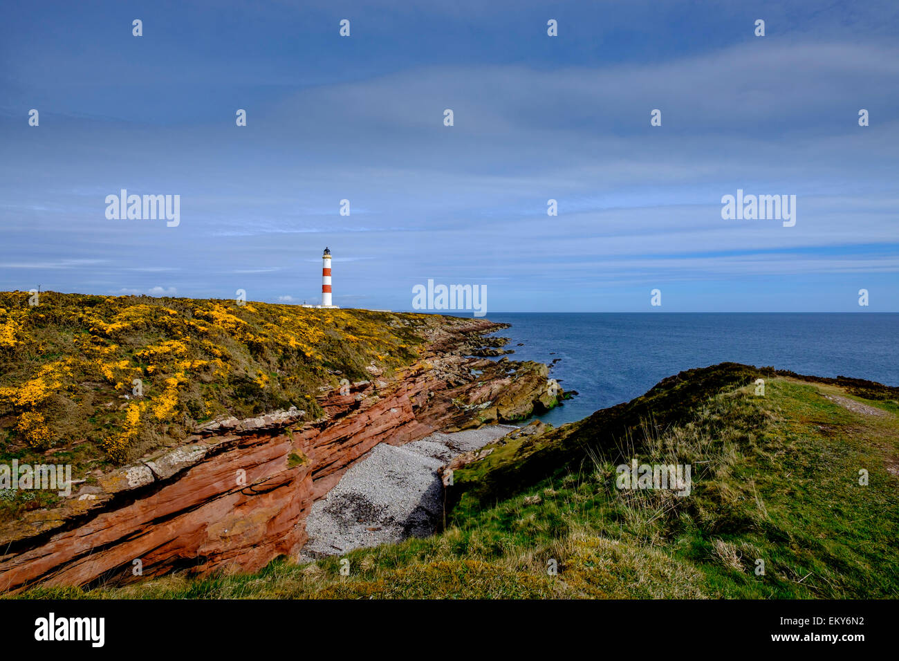 Tarbat Ness Lighthouse, looking out over the Moray Firth, Scotland ...