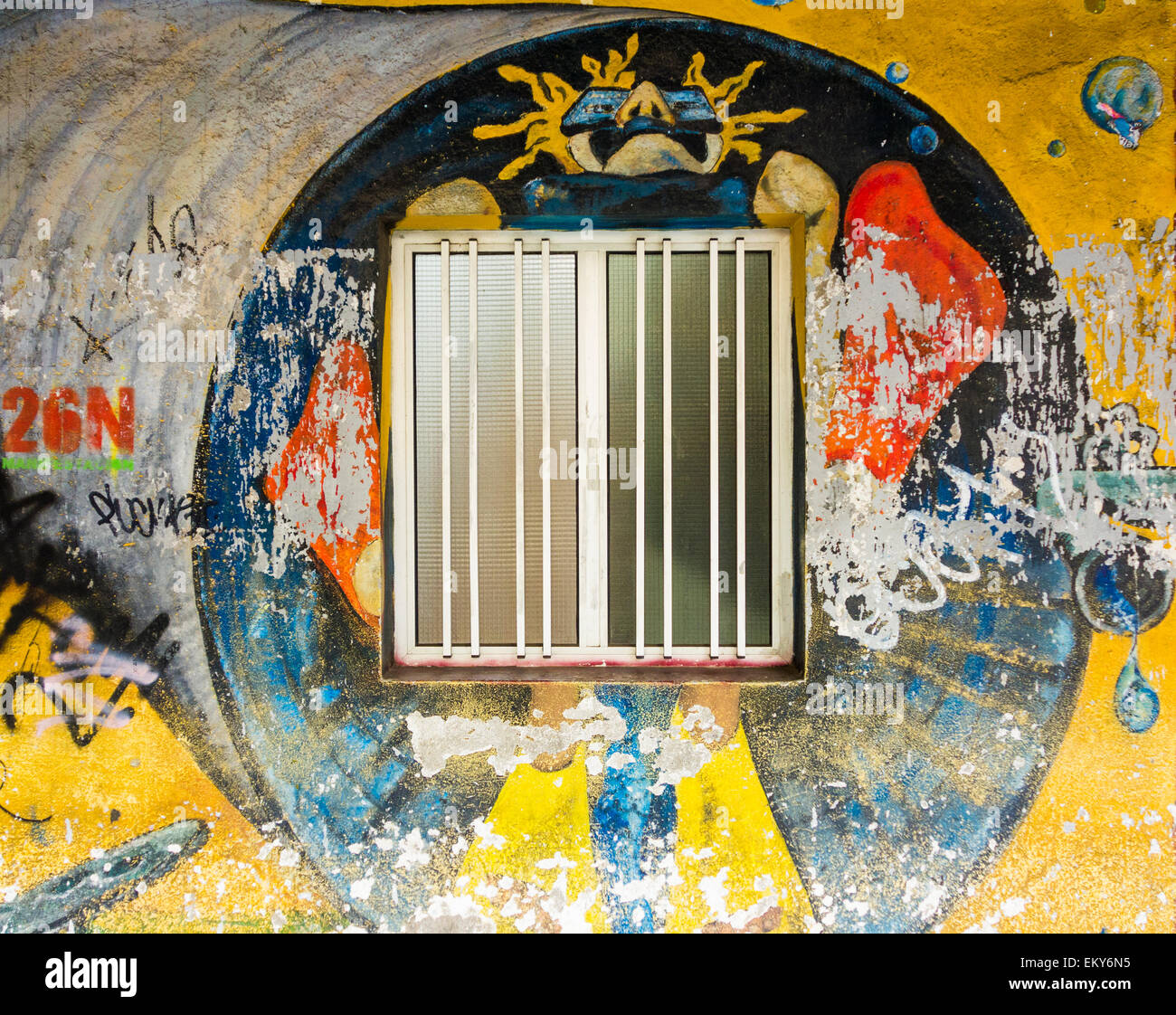 Graffiti around window Stock Photo - Alamy