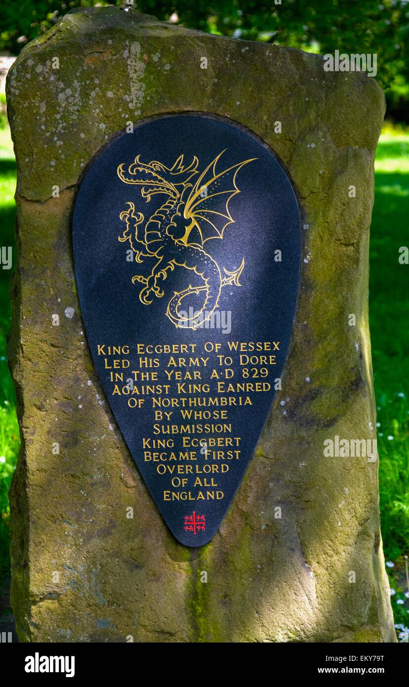 Dore, South Yorkshire, England; Memorial Stone For King Ecgbert Stock ...