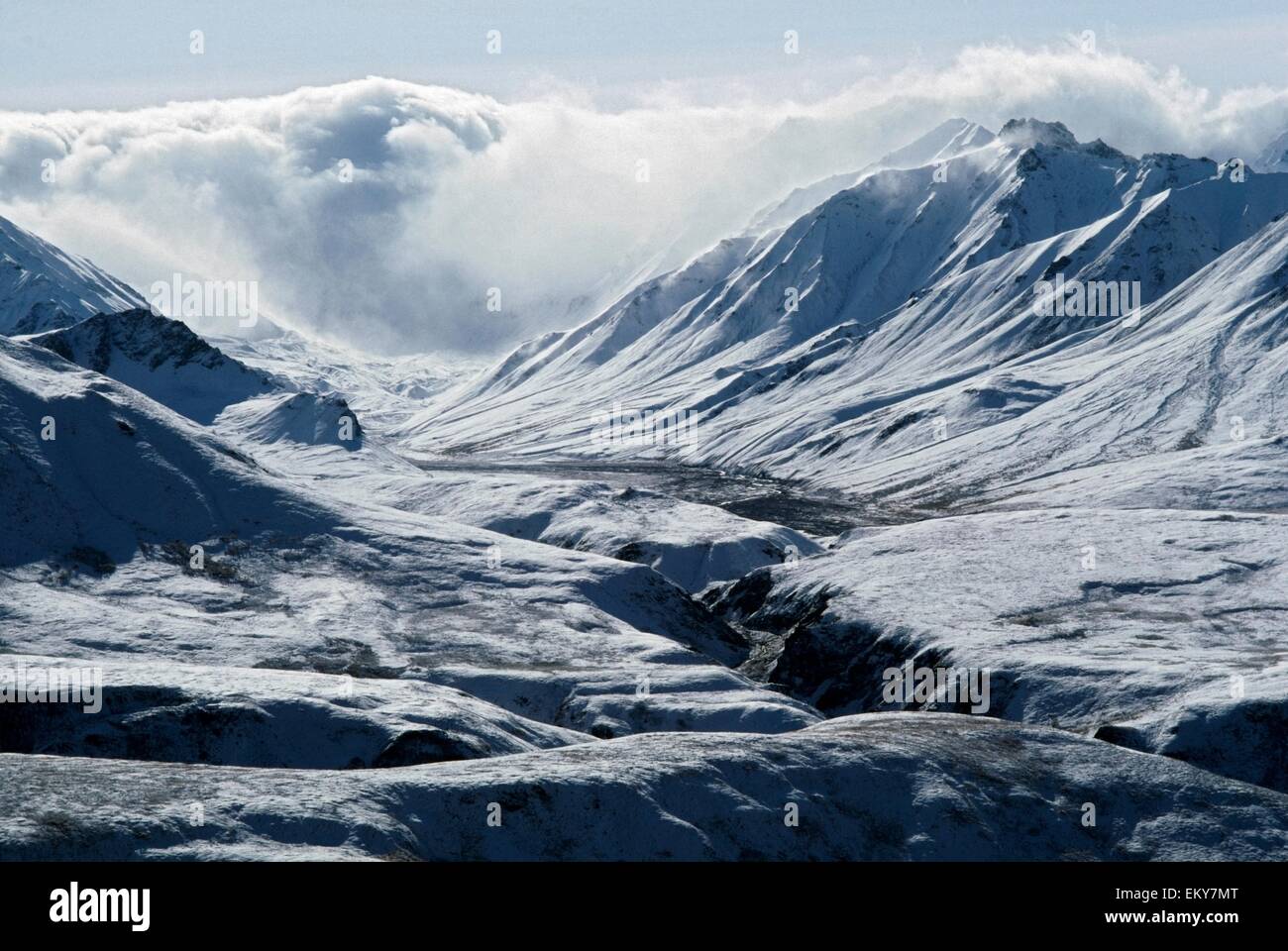 A Clearing Storm Leaves Fresh Snow On The Foothills Of The Alaska Range ...