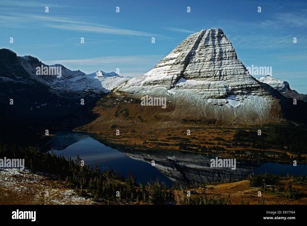 A Lake Reflecting Bearhat Mountain In Glacier National Park; Montana, Usa Stock Photo - Alamy