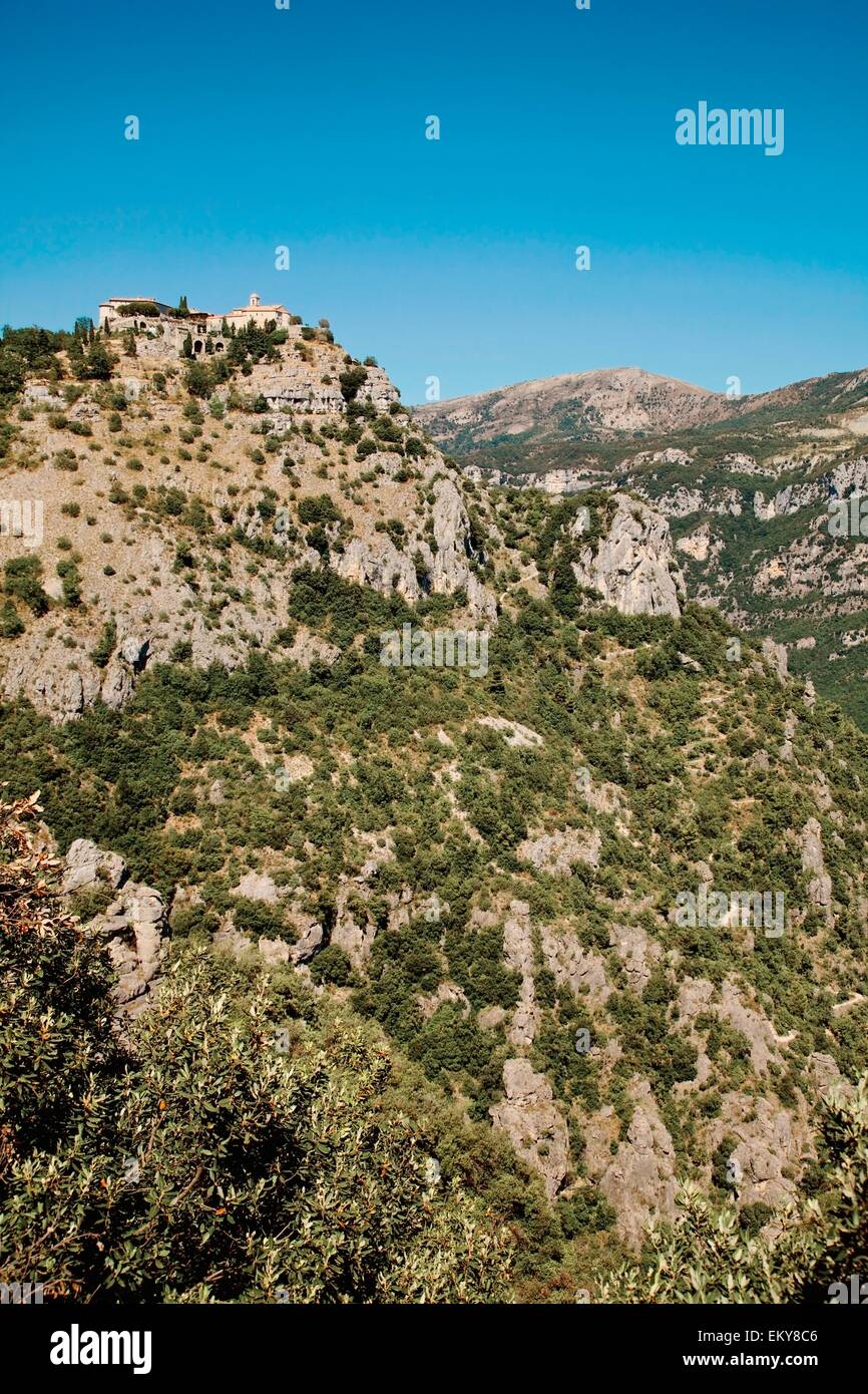 Gourdon, Provence, France; Houses At The Top Of A Mountainous Landscape ...