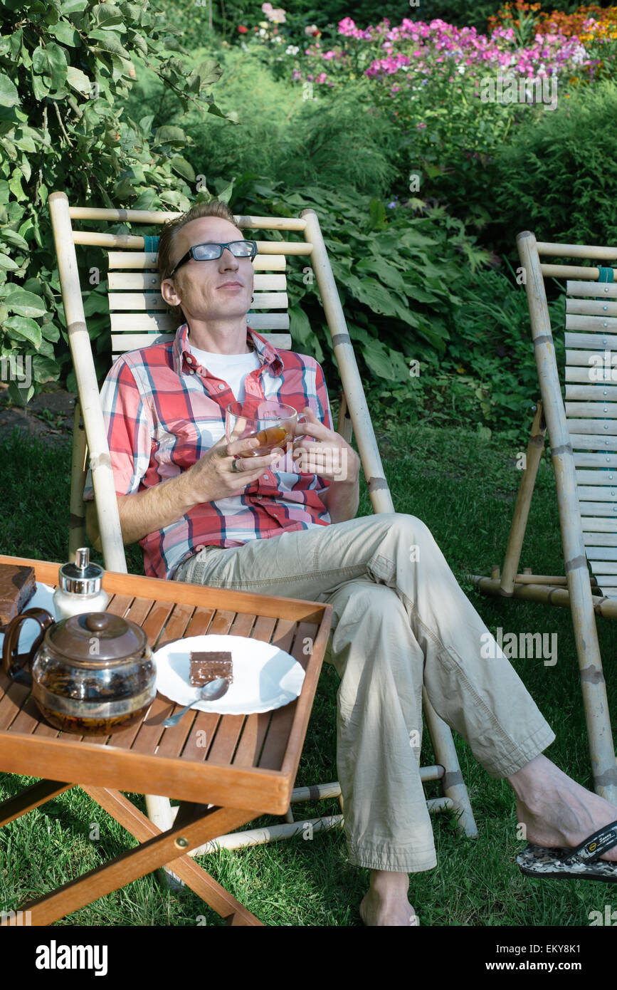 Man drinking tea Stock Photo - Alamy