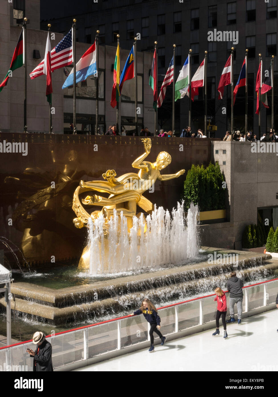 Statue of Prometheus, Rockefeller Center Plaza, NYC Stock Photo - Alamy