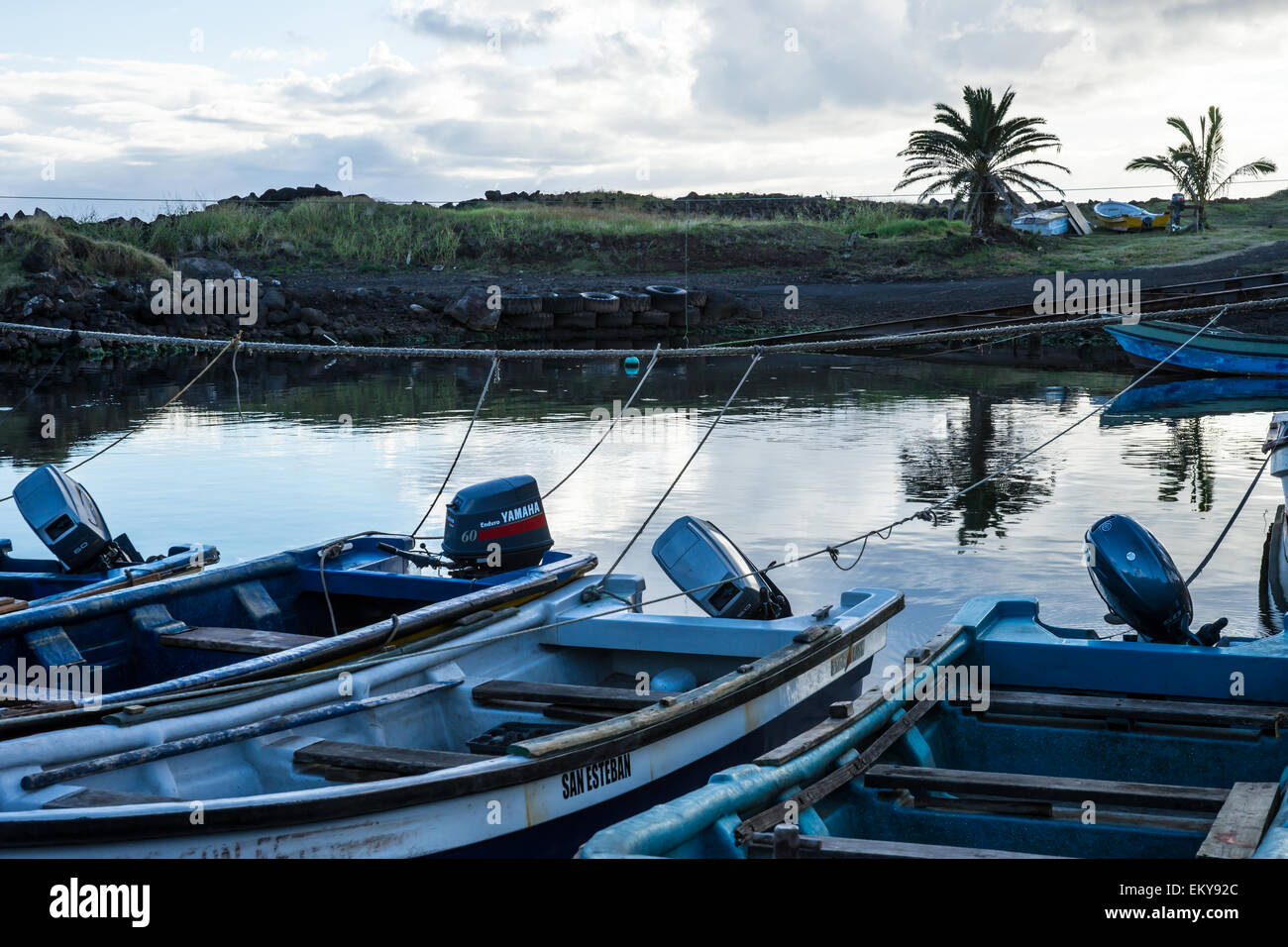 Marina and fishing boat harbor, Easter Island Stock Photo - Alamy