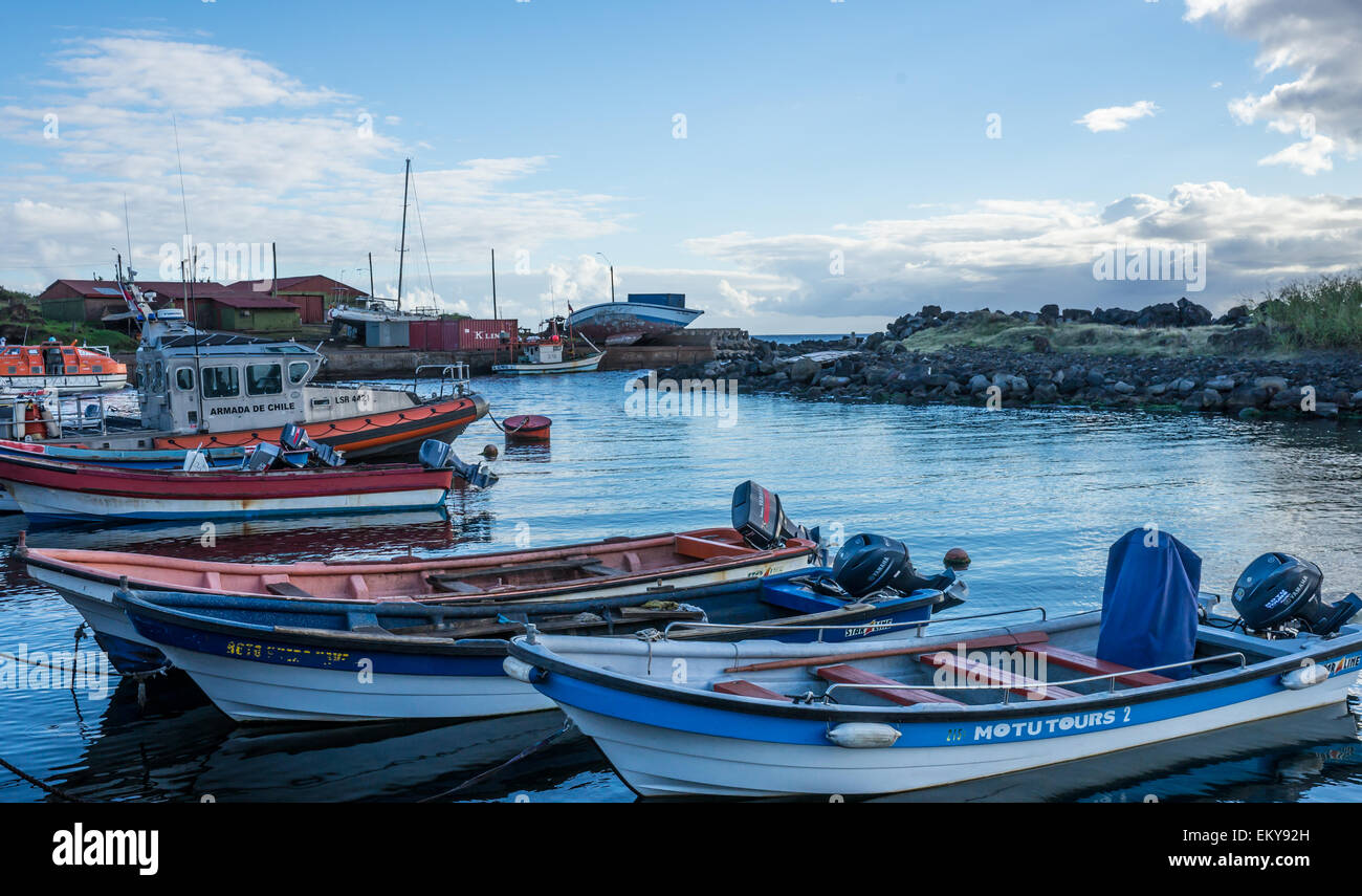 Marina and fishing boat harbor, Easter Island Stock Photo - Alamy