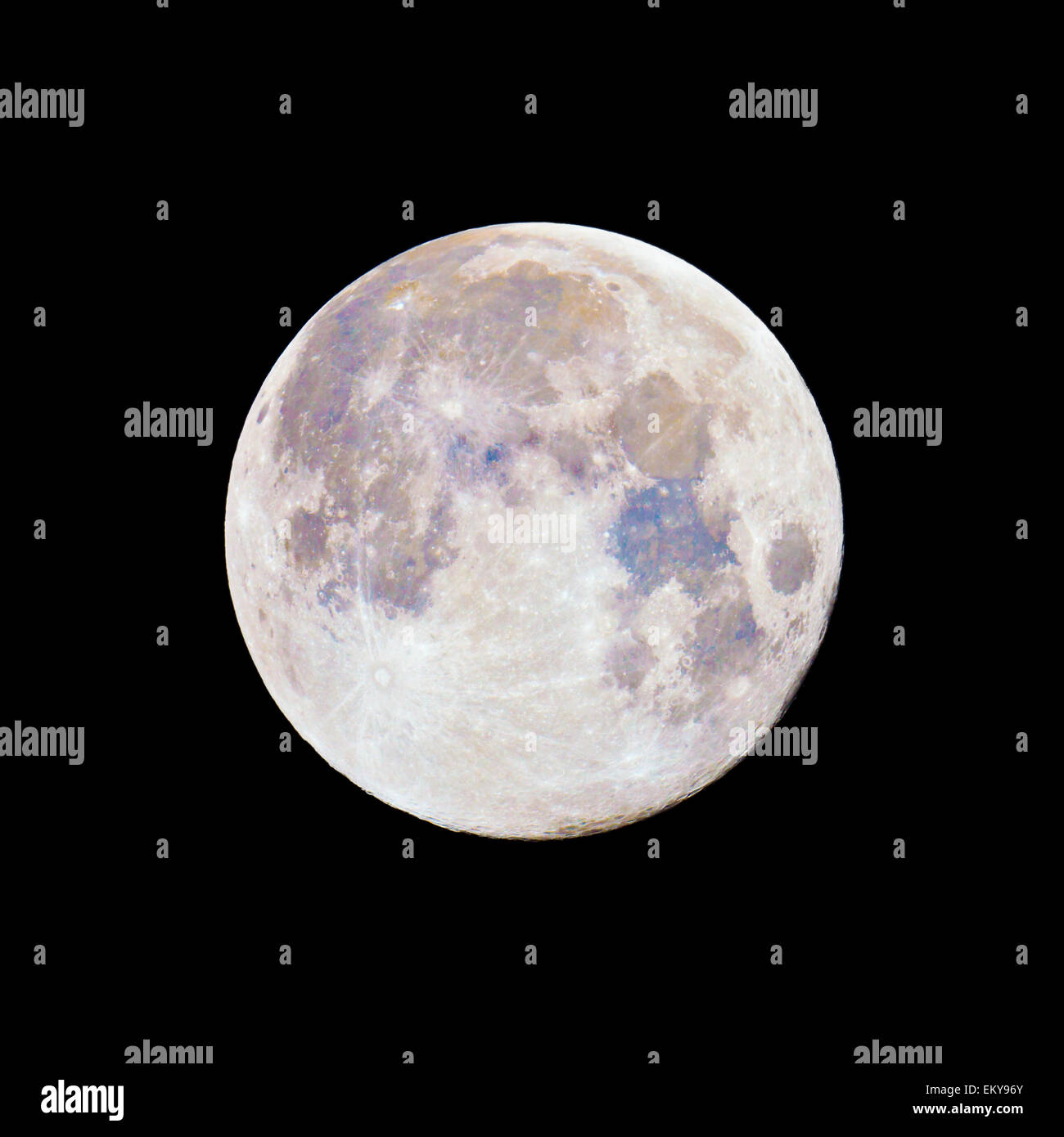 Full moon in color against black night sky Stock Photo - Alamy