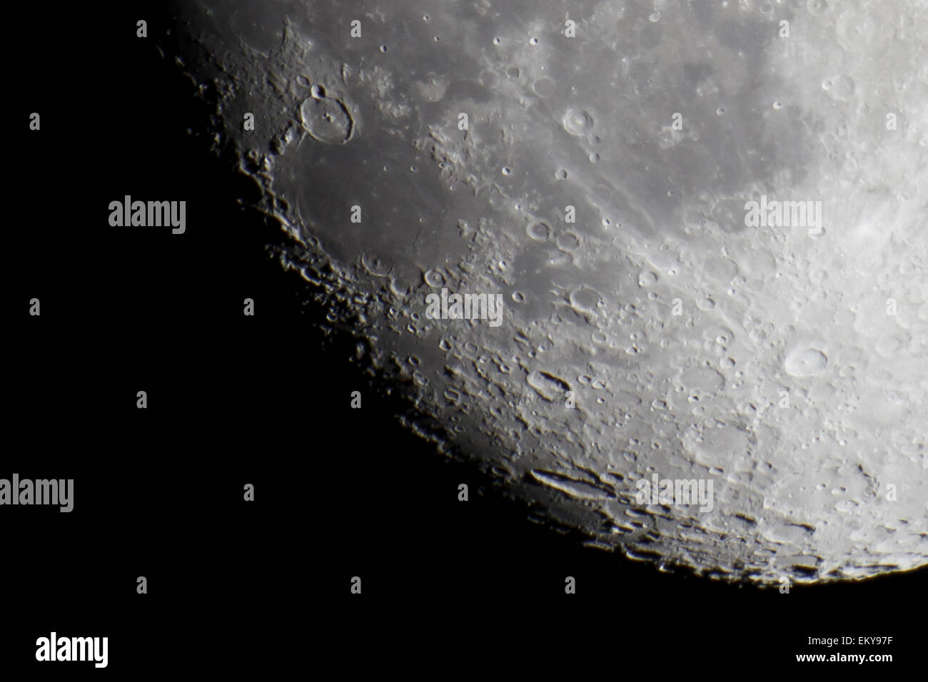 Close-up of the Moon, Mare Humorum area, black night sky Stock Photo ...