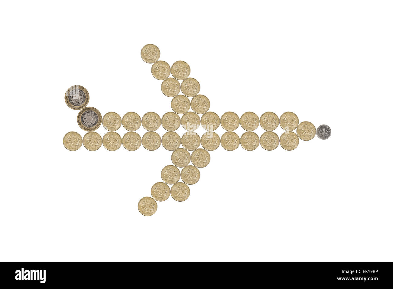 airplane made out of one pound coins Stock Photo - Alamy