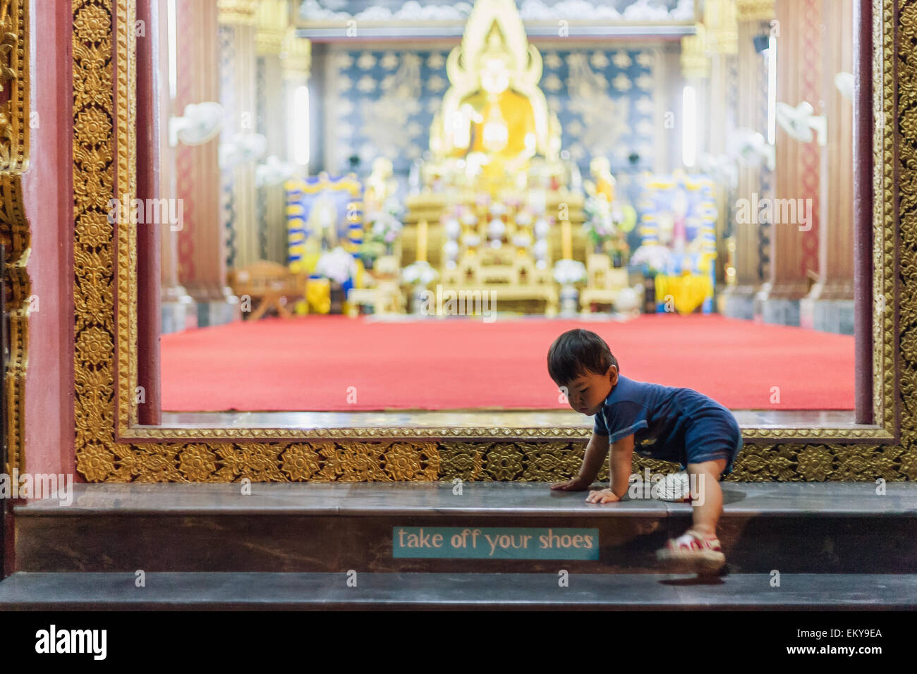 On steps of temple hi-res stock photography and images - Alamy