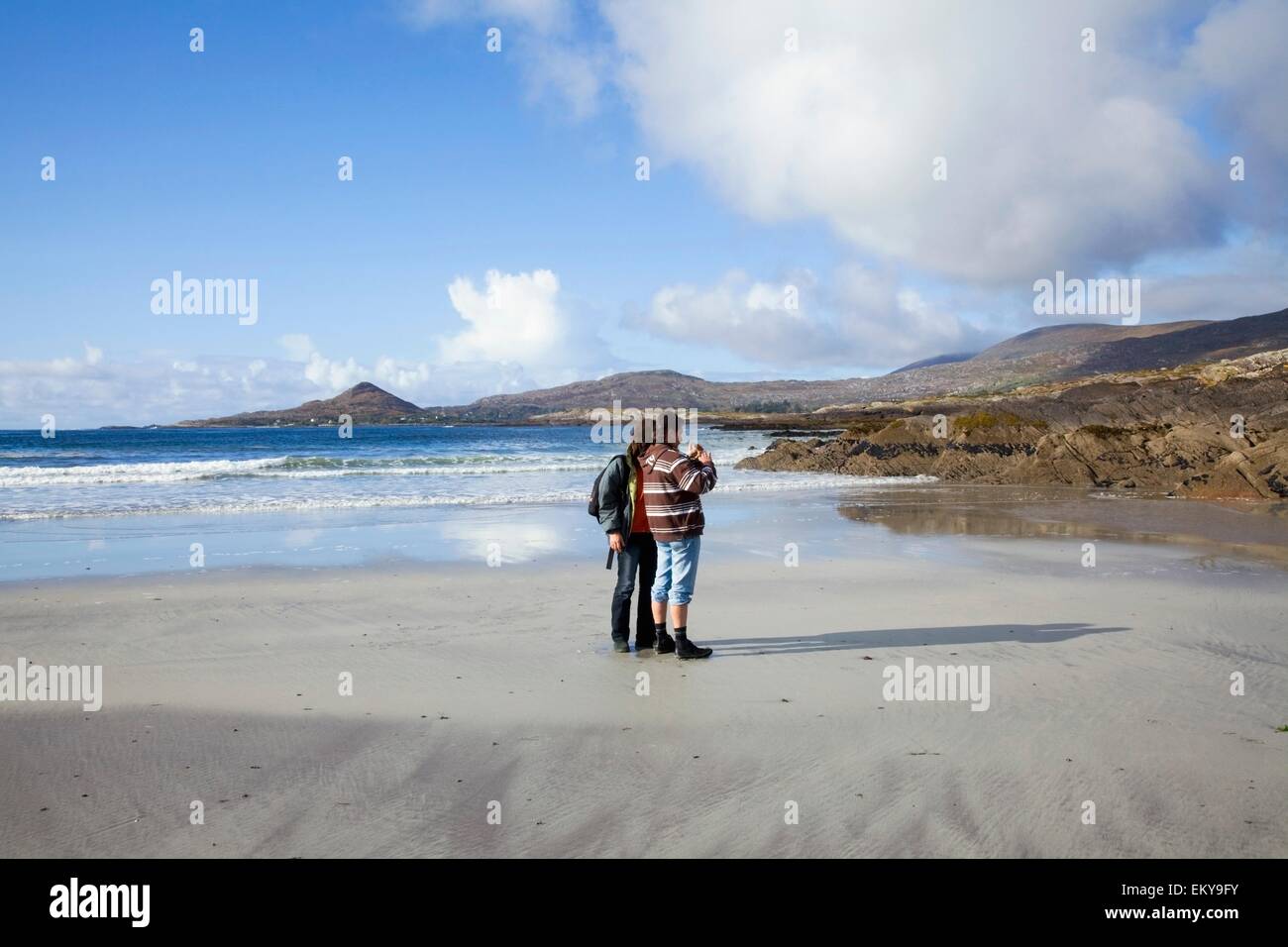 People At White Strand Beach; Castlecove, County Kerry, Ireland Stock ...