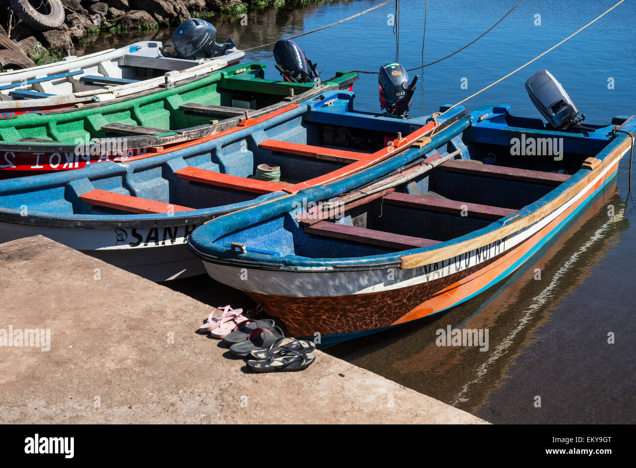 Marina and fishing boat harbor, Easter Island Stock Photo - Alamy
