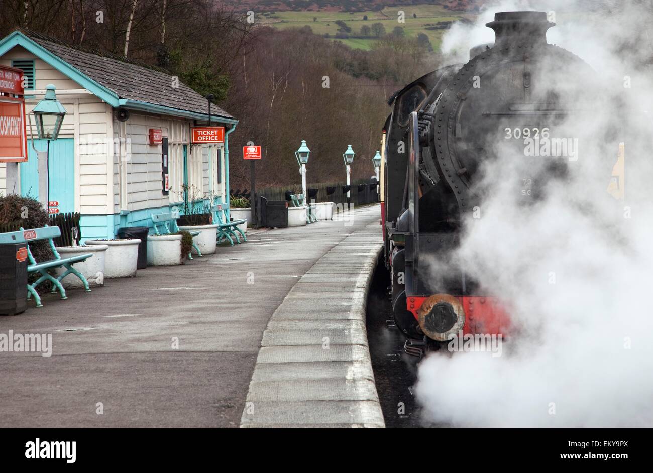 Steam From A Train Along The Tracks At A Station; Grosmont, North ...