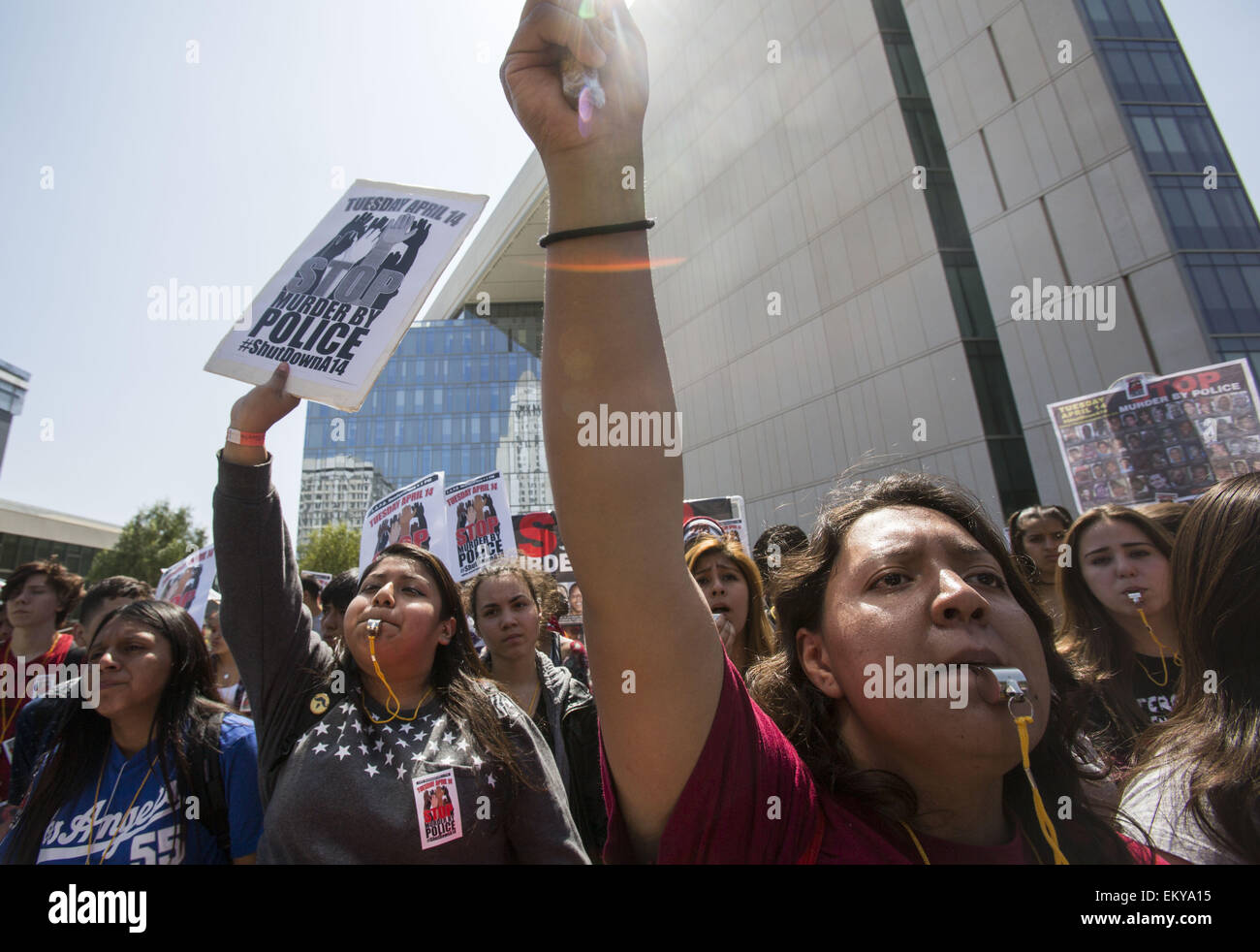 Los Angeles, California, USA. 14th Apr, 2015. Members of the Stop Mass ...