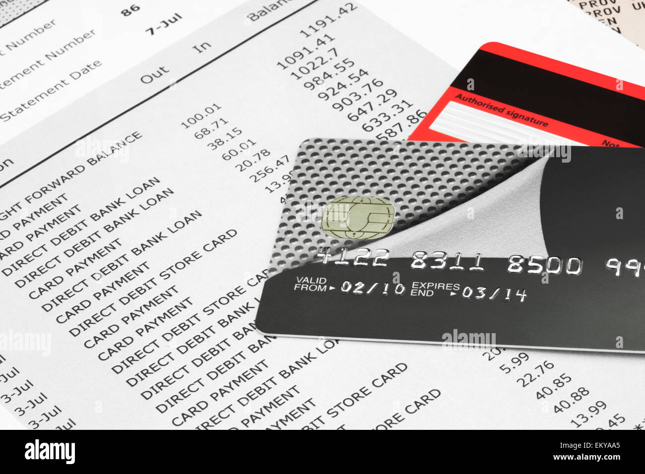 Credit Cards on Bank Statements Stock Photo - Alamy