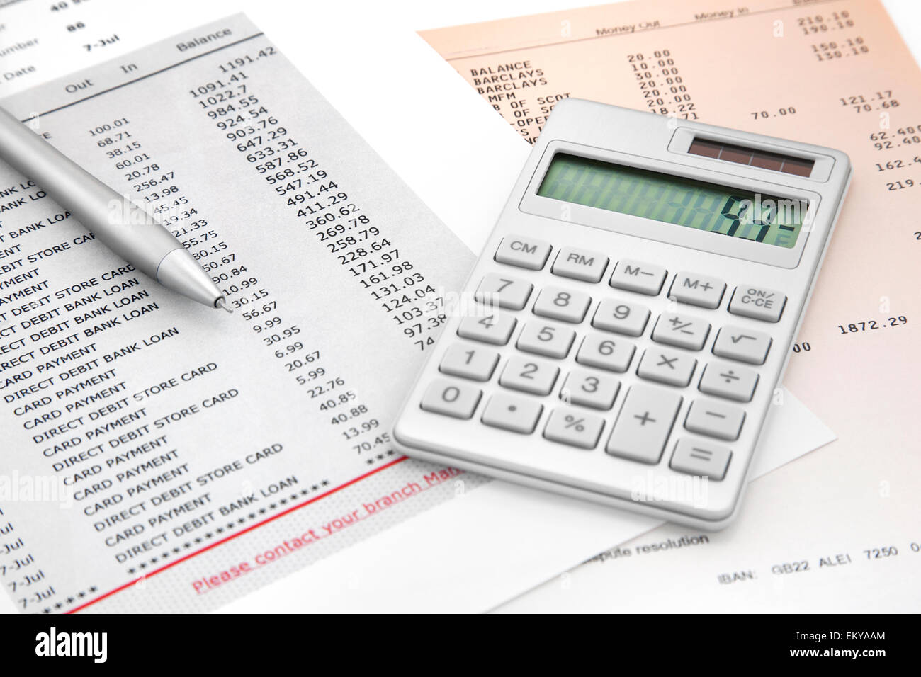 Bank statement calculator pen hi-res stock photography and images - Alamy