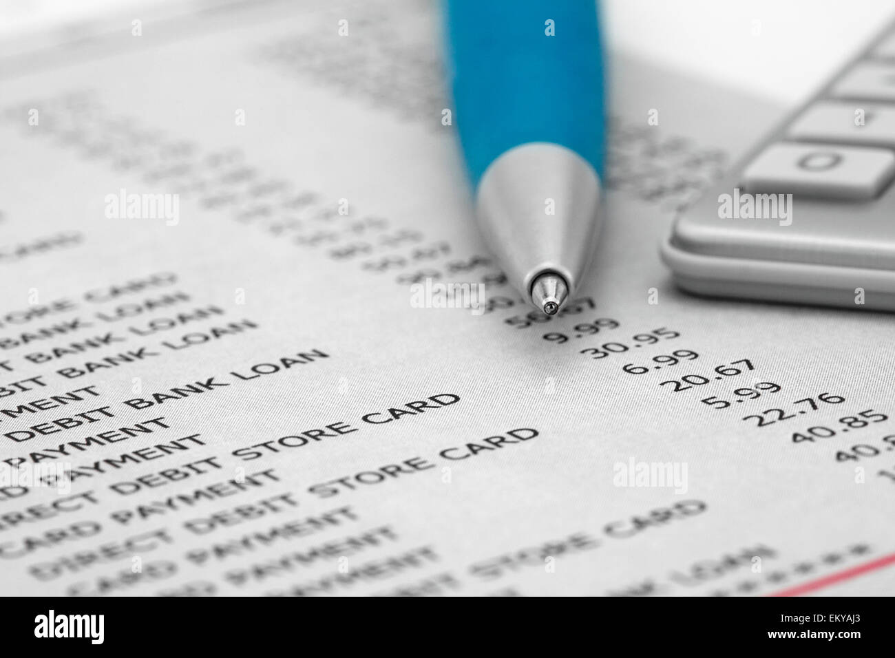 Bank statement calculator pen hi-res stock photography and images - Alamy