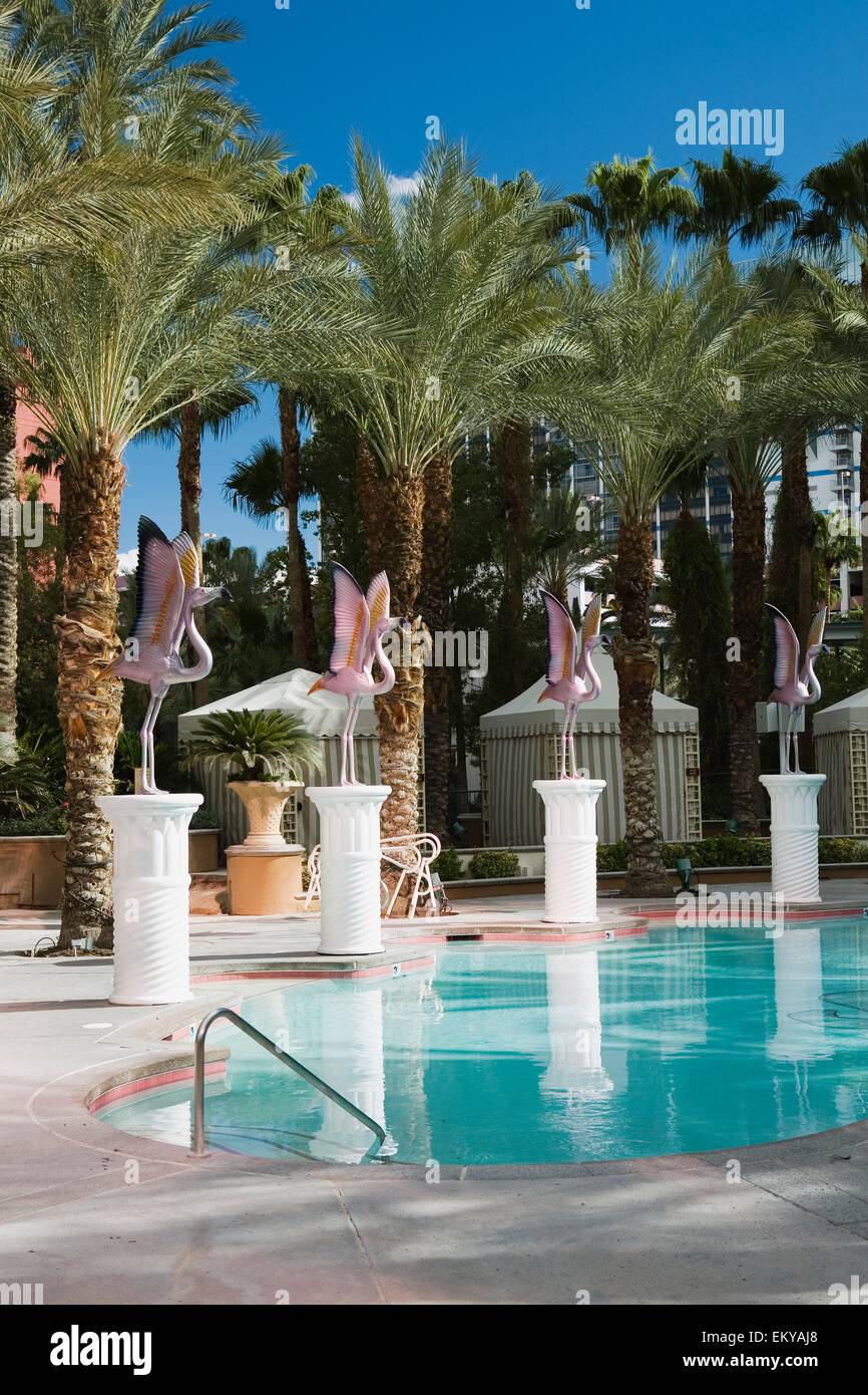 Las Vegas, Nevada, United States Of America; Outdoor Pool With Palm ...