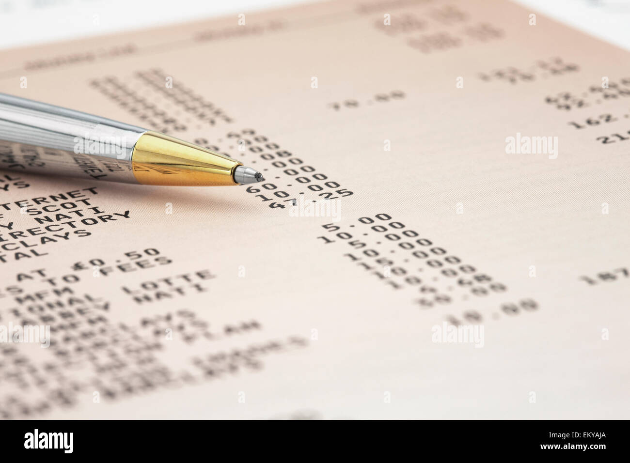 Ball point pen on Bank statement Stock Photo - Alamy