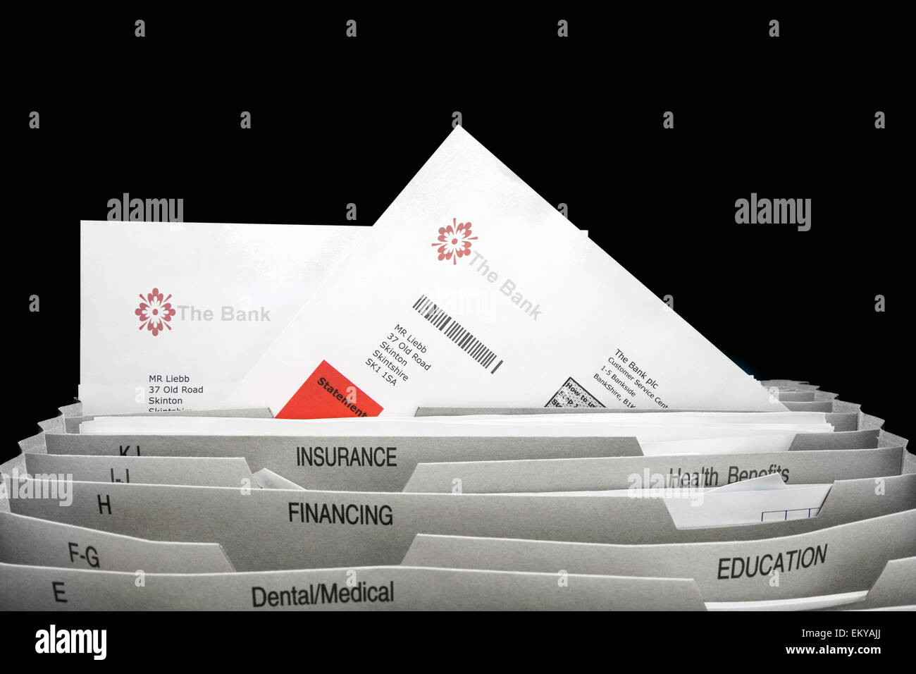 Home Filing Dividers showing Bank Statements Stock Photo - Alamy