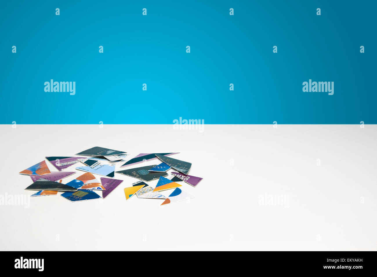 Selection of Credit Cards cut into little pieces Stock Photo - Alamy
