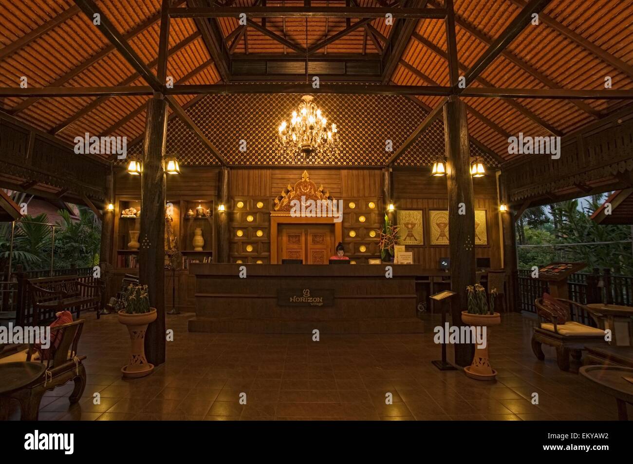 Thailand; An Outdoor Lobby Of A Hotel Stock Photo - Alamy