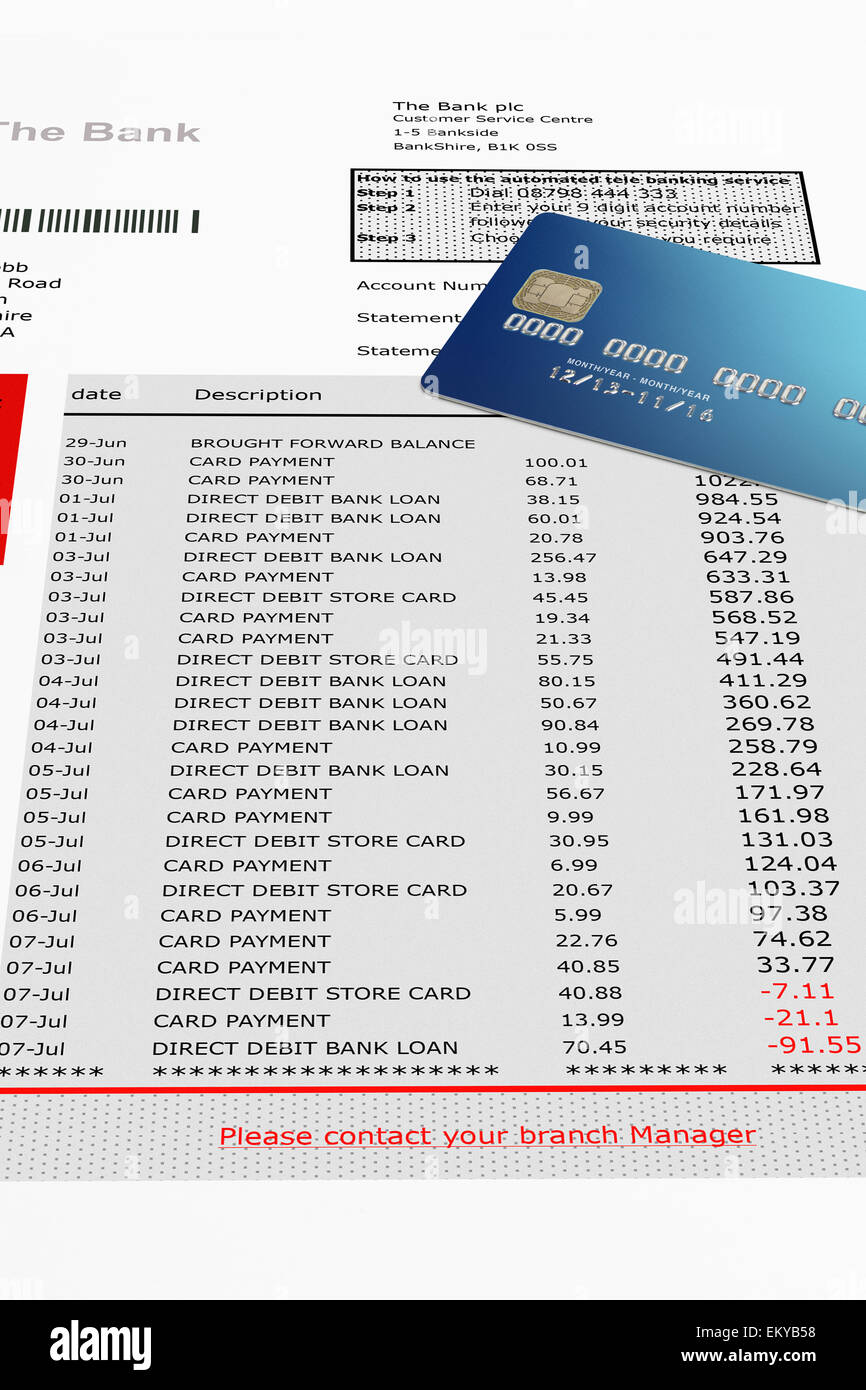 Credit Cards on Bank Statements Stock Photo - Alamy