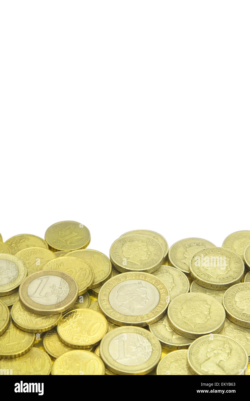 British One Pound and European Union Coins Stock Photo - Alamy