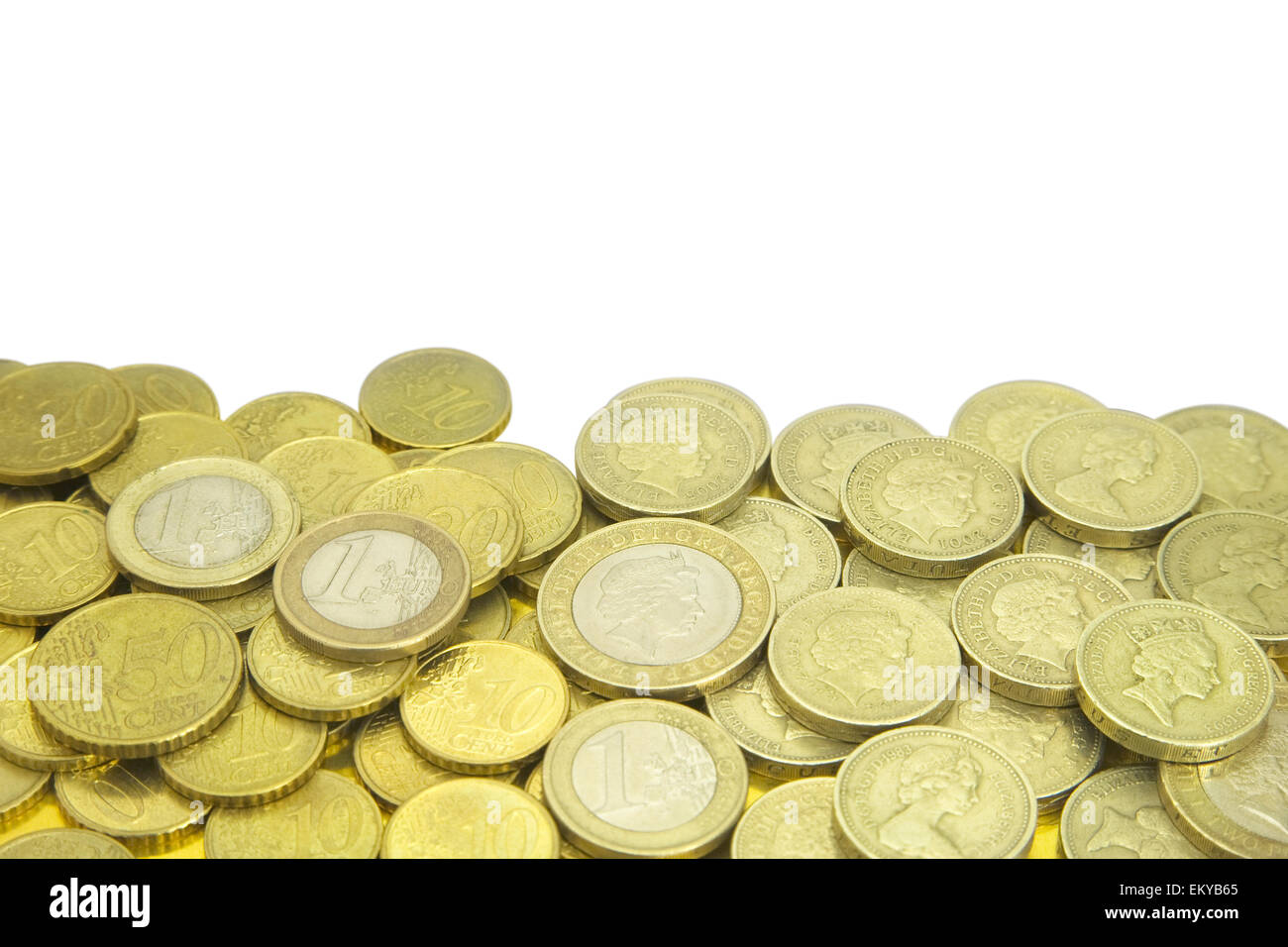 British One Pound and European Union Coins Stock Photo - Alamy