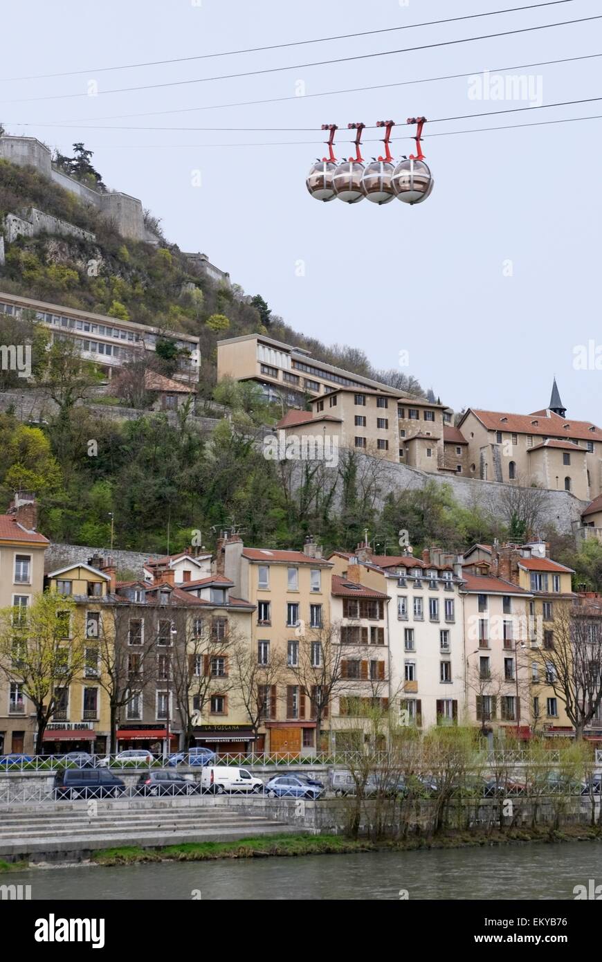 Les Bulles Cable Cars Over The Isère River; Grenoble, Isère, France ...