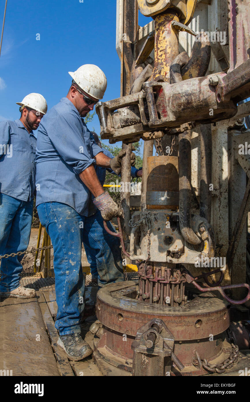 Water well being drilled in Almond orchard. Tulare County, San Joaquin ...
