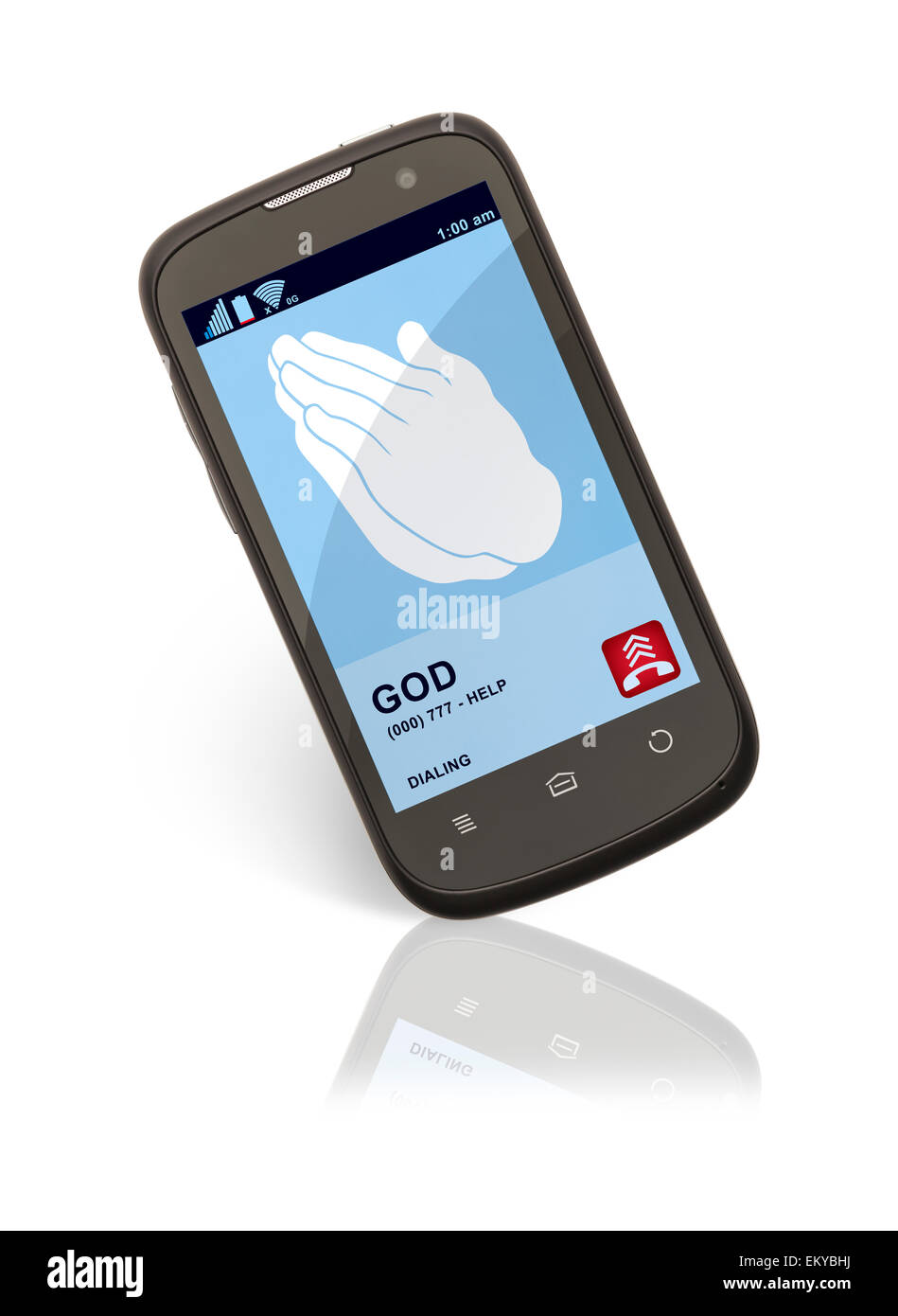 Cell Phone with Hands Praying Isolated on White Background Stock Photo ...