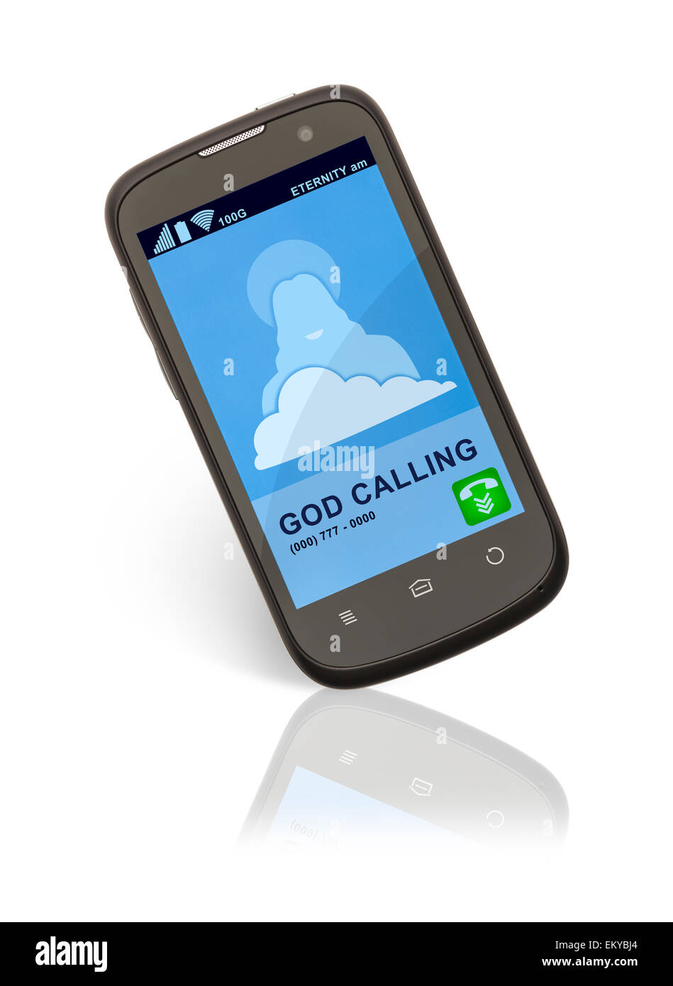 Smart Phone with Jesus on the Line Isolated on White Background Stock ...