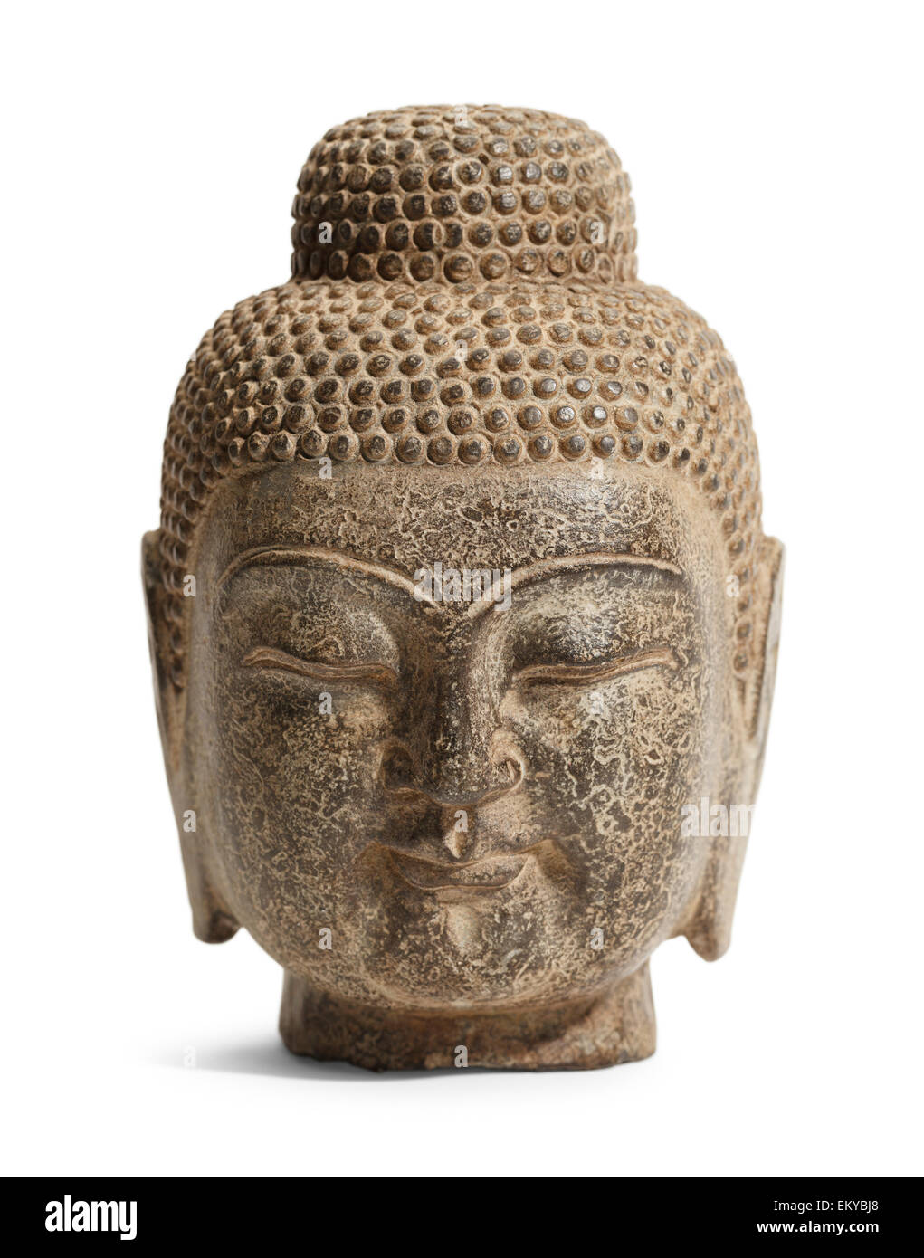 Large Stone Buddha Head Isolated on White Background Stock Photo - Alamy