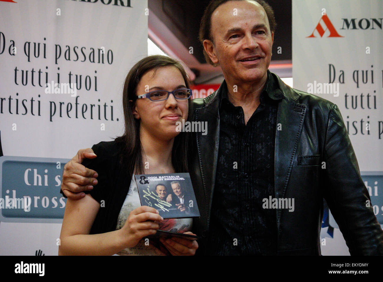 Turin, Italy. 14th Apr, 2015. The Italian singer Dodi Battaglia with a ...