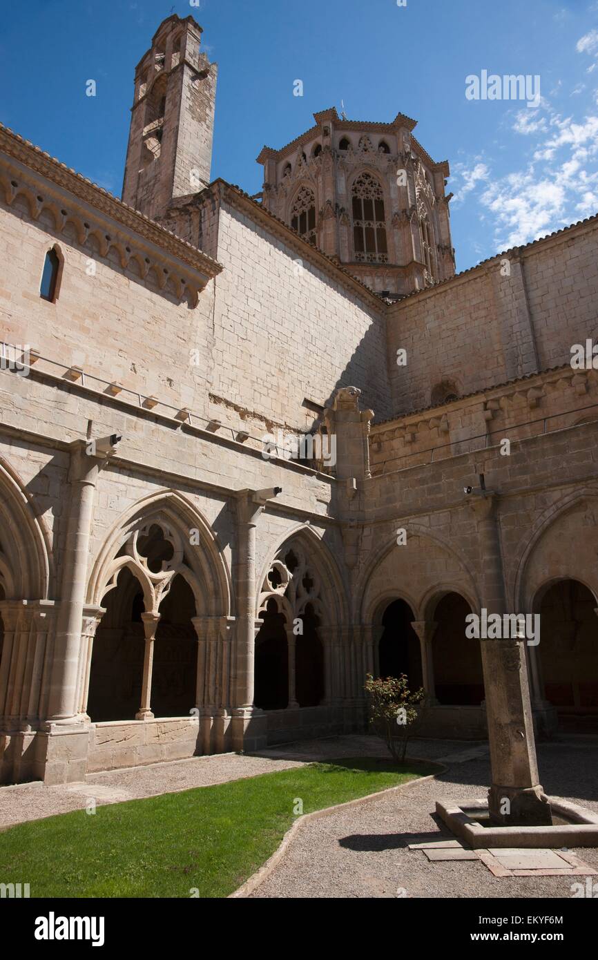 Cloister And Crossing Tower Of Poblet Monastery; Poblet, Spain Stock ...