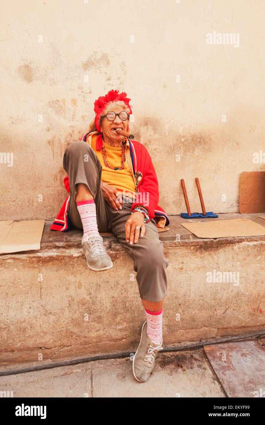 Local Cuban Character Smoking A Cigar; Havana, Cuba Stock Photo - Alamy