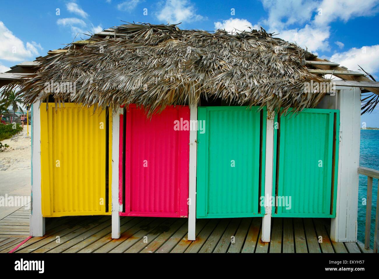 Colourful change rooms on beach hi-res stock photography and images - Alamy