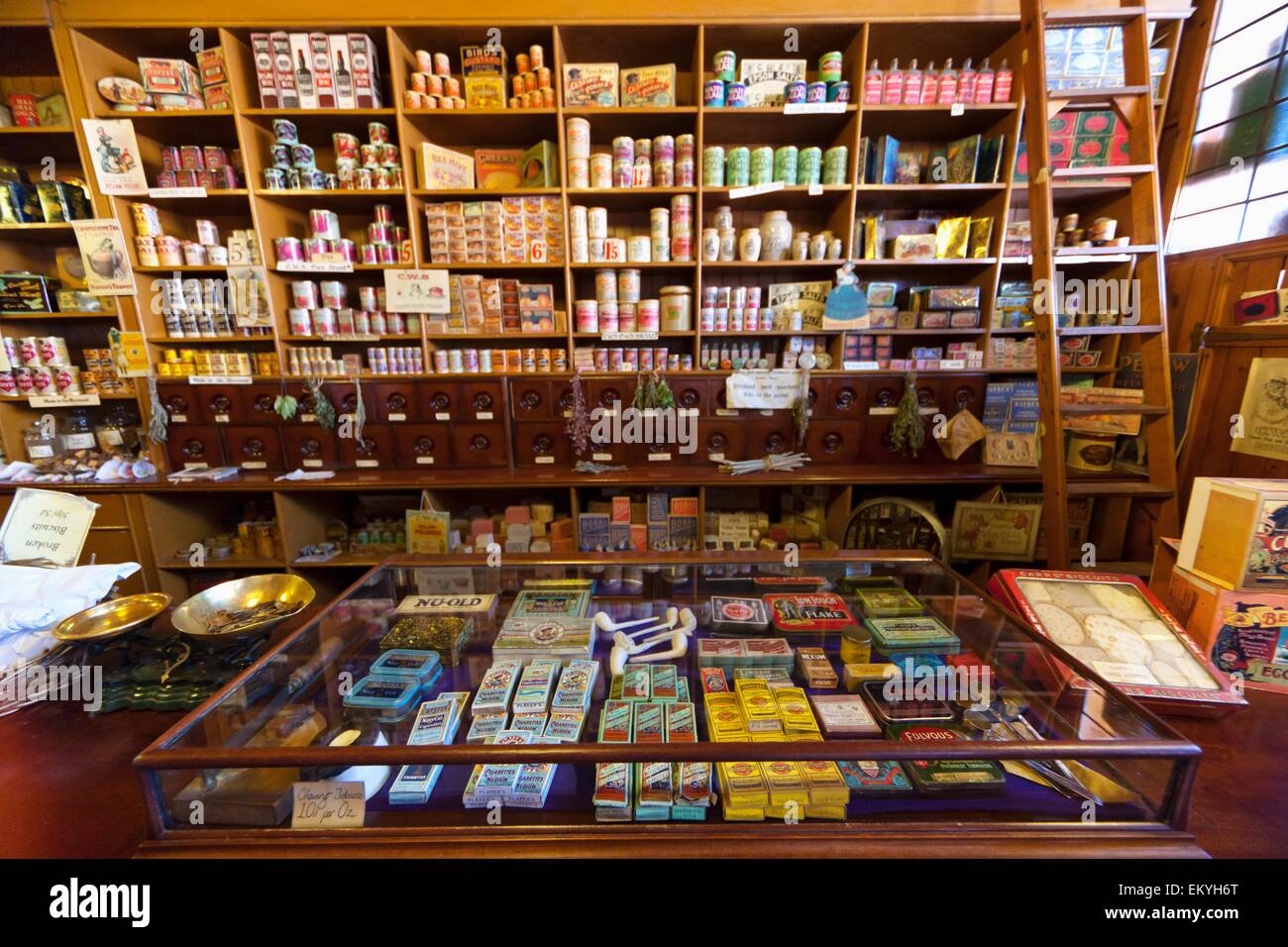 A Shop With A Variety Of Goods On Display; Beamish, Durham, England ...