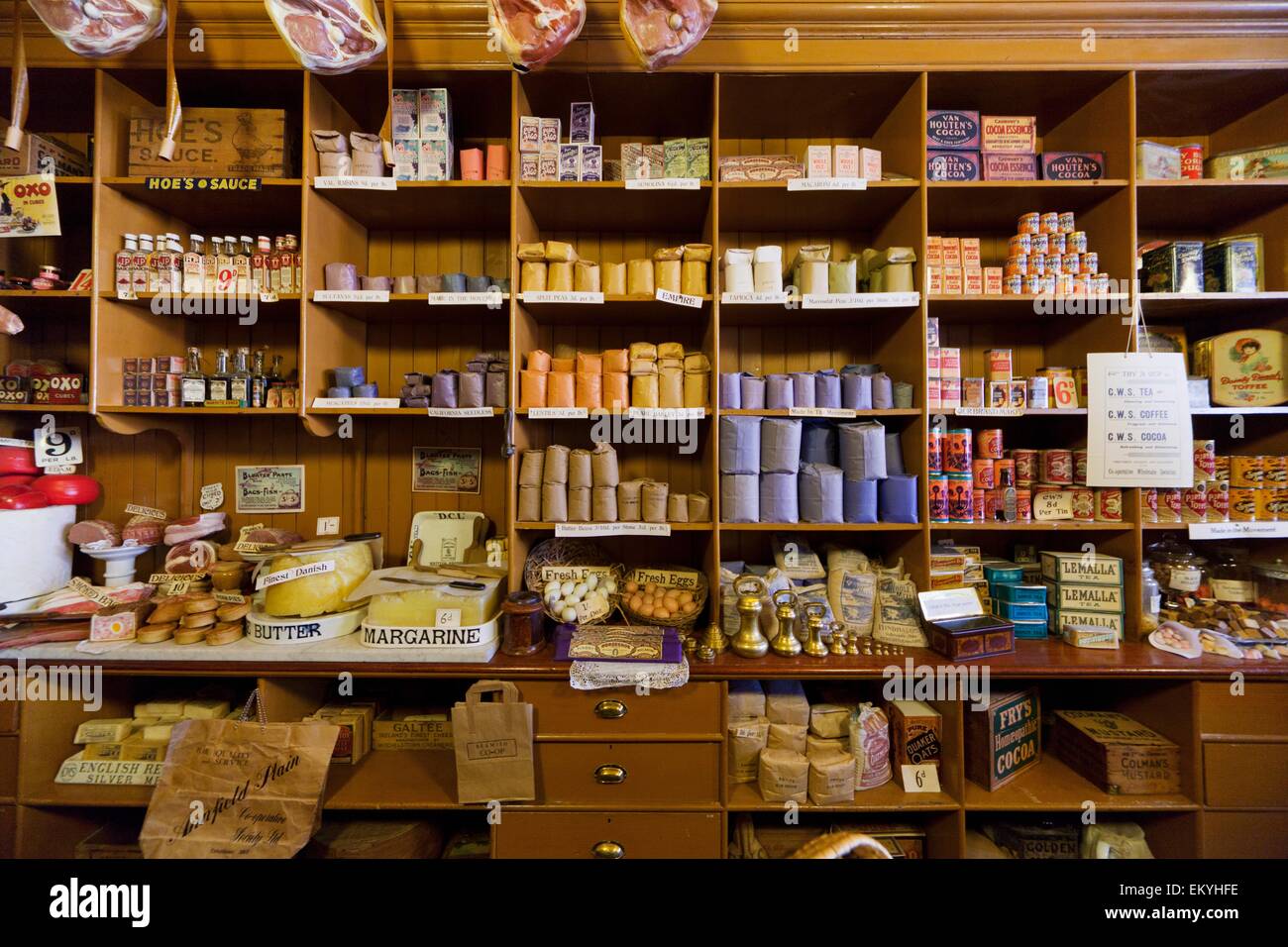 Variety Of Goods For Sale In A Shop; Beamish, Durham, England Stock ...