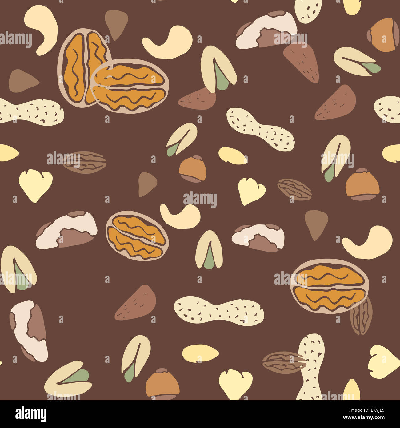 Nuts collection print seamless pattern. Vector nut set. Tileable ...