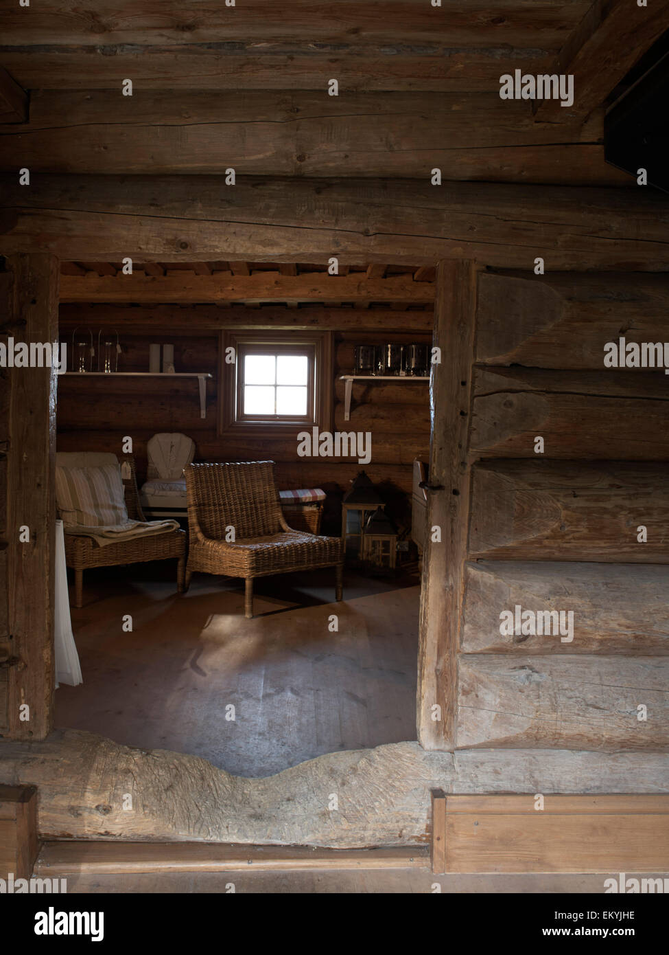 Interior of small smokers hut. Lysebu, Oslo, Norway. Architect: Magnus ...