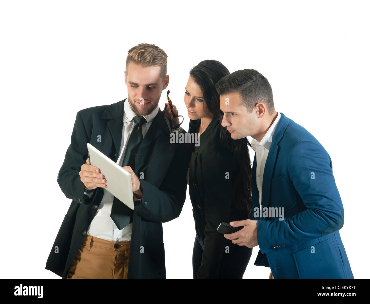 Man woman tablet working Cut Out Stock Images & Pictures - Alamy