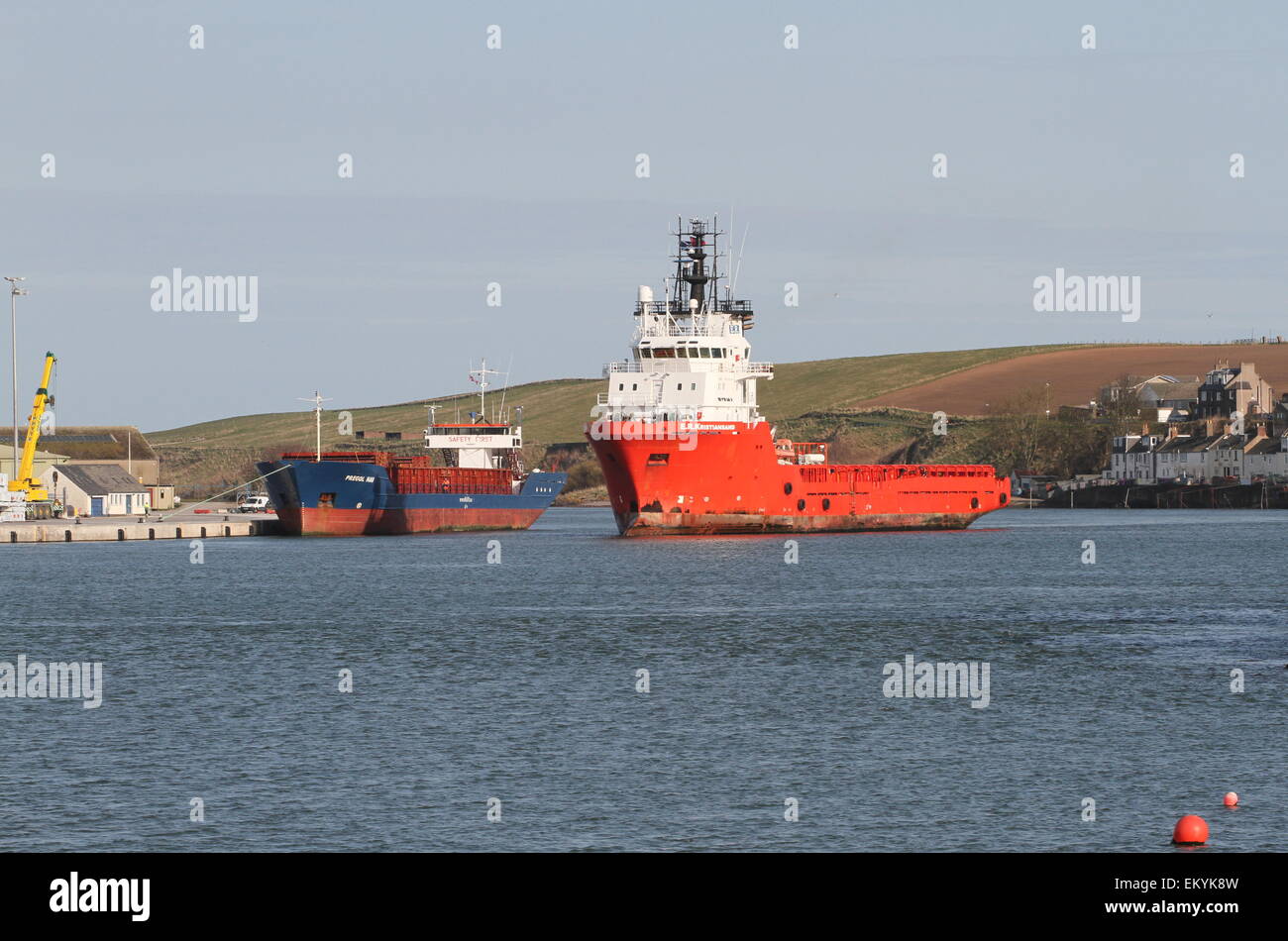 Platform supply ship MV E.R. Kristiansand arriving Montrose harbour ...