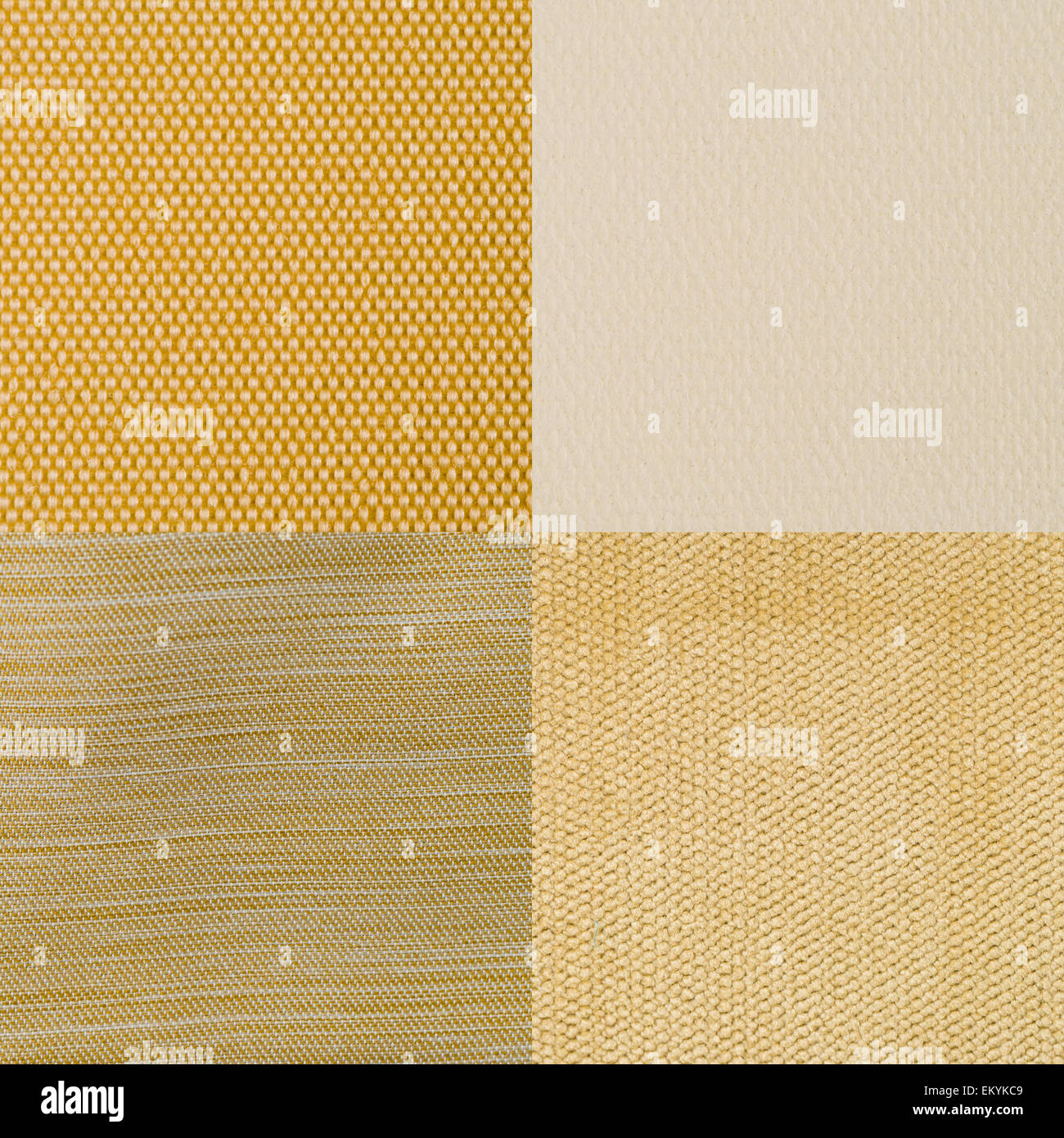 Set of yellow fabric samples, texture background Stock Photo - Alamy