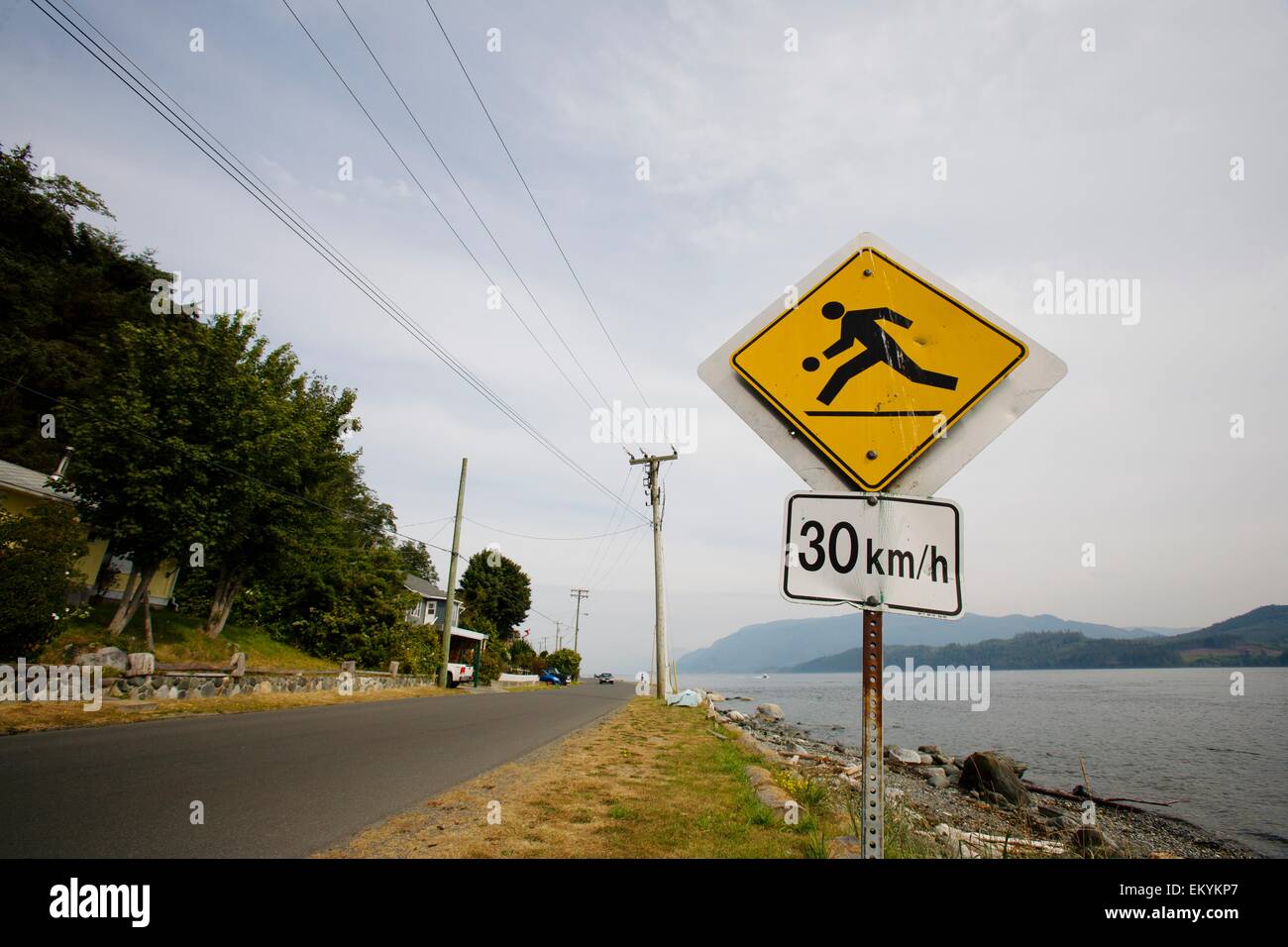 Playground Road Sign; Alert Bay, Cormorant Island, British Columbia ...