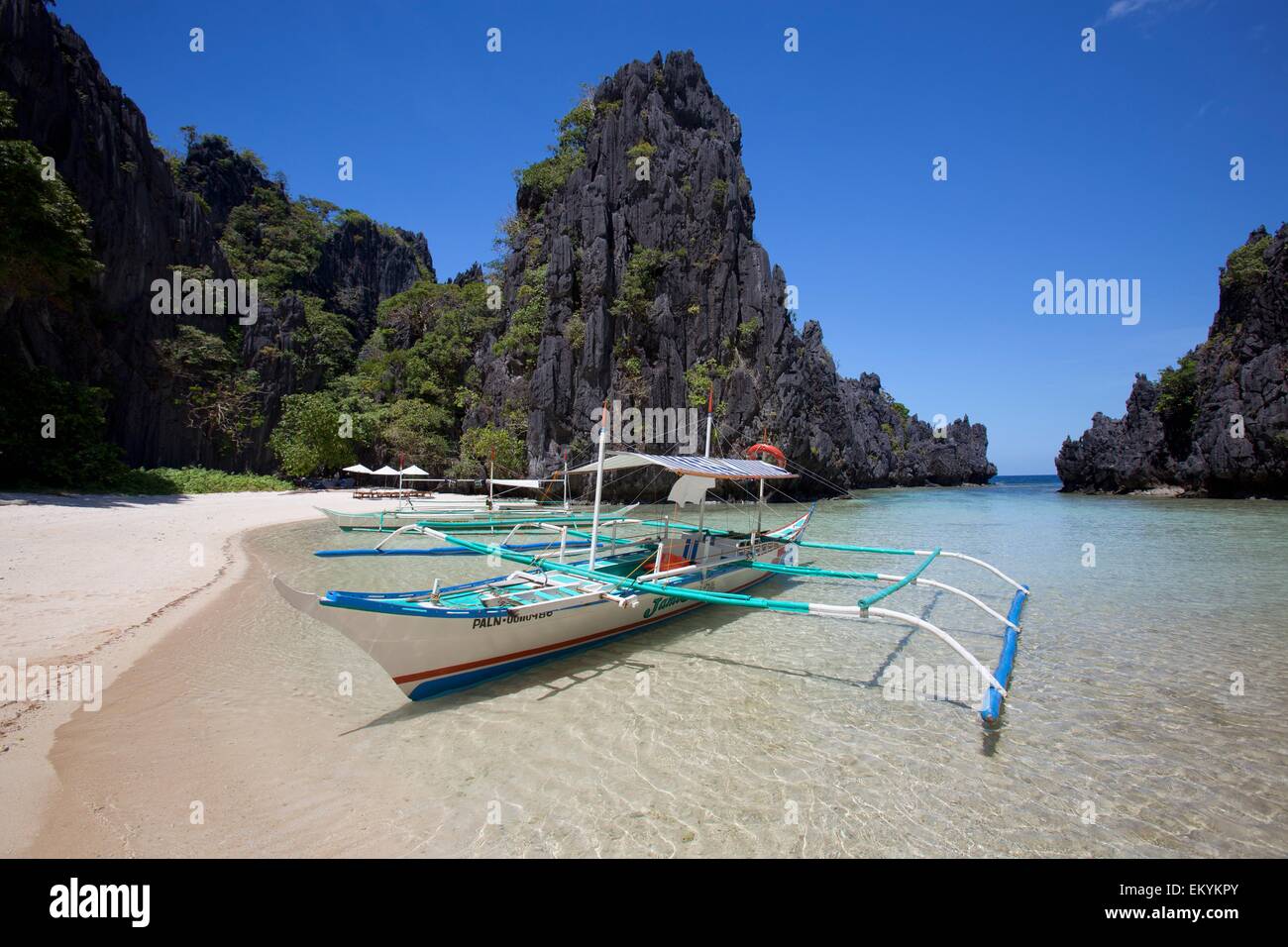 Bangka Boats In The Small Lagoon On Miniloc Island; El Nido, Bacuit ...