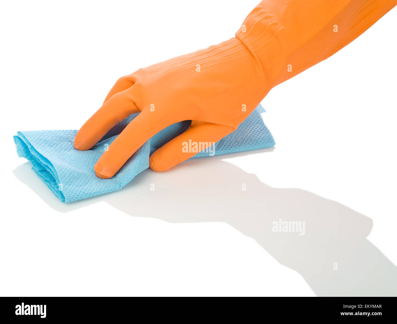 hand in glove with rag Stock Photo - Alamy